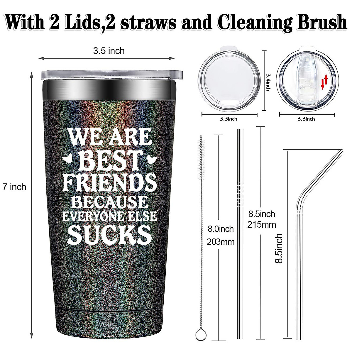 Fufendio Gifts for Women Friends - Best Friend Birthday Gifts for Women - Friendship Gifts, Valentines Day Gifts for Friend Female - Insulated Coffee Mug Tumbler Cup