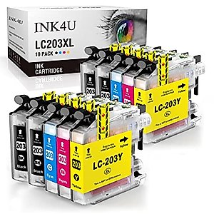 INK4U Compatible LC203 LC201 Ink Cartridges Replacement for Brother LC203 Ink Cartridges Brothers printer LC203XL LC201XL for MFC-J480DW MFC-J680DW MFC-J880DW MFC-J885DW J4420DW (4B/2C/2M/2Y,10 Packs)