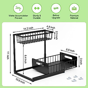 Under Sink Organizer,Pull Out Cabinet Organizer,2-Tier Under Kitchen Bathroom Sink Organizers and Storage,Multi-purpose Under sink Storage for Kitchen Bathroom Cabinet,Black