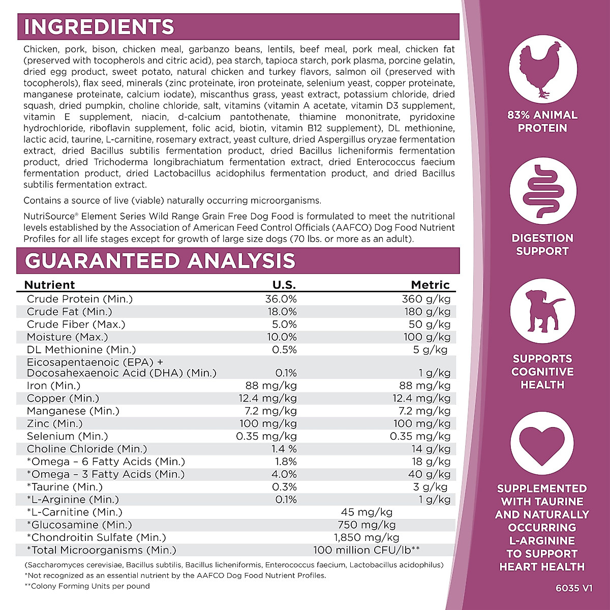 NutriSource Element Series Wild Range Dry Dog Food, Chicken, Pork & Bison, 4LB