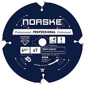 Norske Tools NCSBP281 6-1/2 inch 4 Tooth Polycrystalline Diamond (PCD) Hardie Fiber Cement Saw Blade