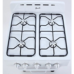 Avanti GRO24P0W Gas Range Oven Compact Freestanding Design, 2.6-Cu.Ft. Capacity 4 Sealed Burners with Electronic Ignition, Includes Broiler Storage Drawer and Accessories, 24-Inch, White