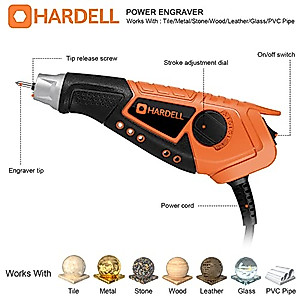 HARDELL 15W Engraver,5 Speed Etching Power Tool Equipped with Soft Rubber Handle and Tungsten Carbide Steel Bits,Mini Multi-Function for Tile,Metal,Stone,Wood,Leather,Glass,PVC Pipe,DIY Crafts
