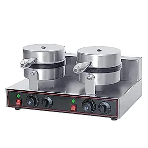 RUYICZB Waffle Maker Commercial Electric Waffle Machine Stainless Steel Non-stick Double Head Egg Bubble Waffle Furnace for Bakery, Restaurant, Snack Bar or Household, 2000W