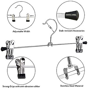 NORTHERN BROTHERS Pants Hangers with Clips 20 Pack, Adjustable Skirt Hangers for Women Metal Pants Hangers for Jeans