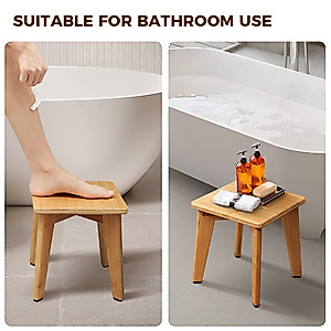 StrongTek Bamboo Step Stool for Kids and Adults, Eco-Friendly, Sturdy and Versatile Short Foot Stool for Bathroom, Kitchen, Bedroom, Compact 10-inch Small Wood Stool, Plant Stand (Natural)