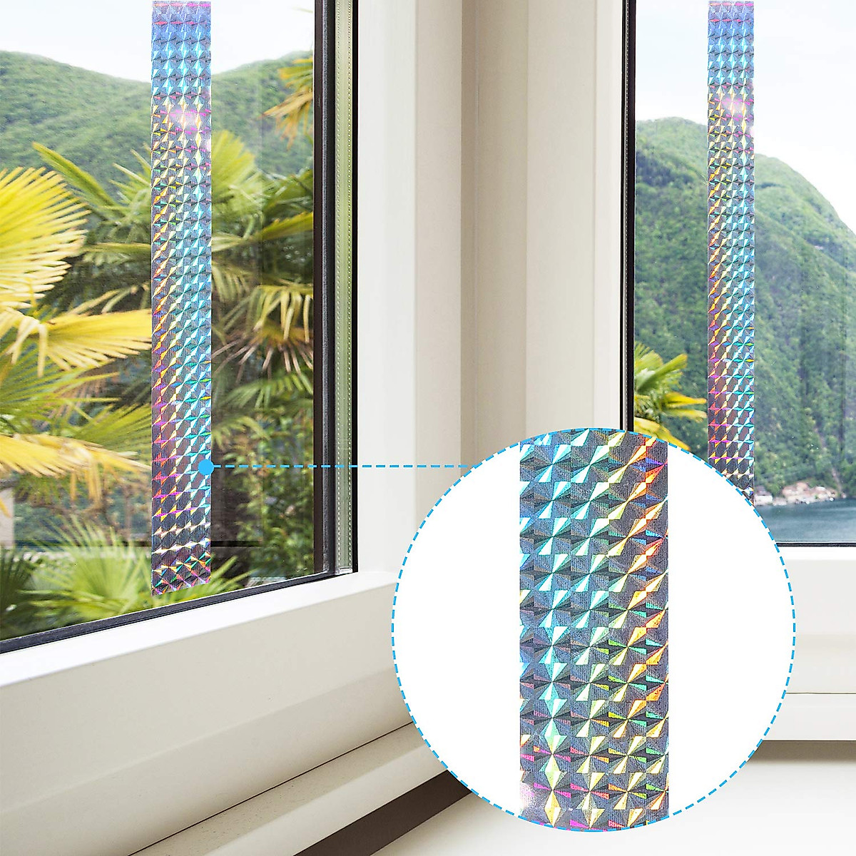 Chinco 2 Rolls Bird Reflective Tape, 262.47 ft x 0.94 in Per Roll Double Sided Bird Tape for Outside, Garden, Farm, Orchard or Courtyard