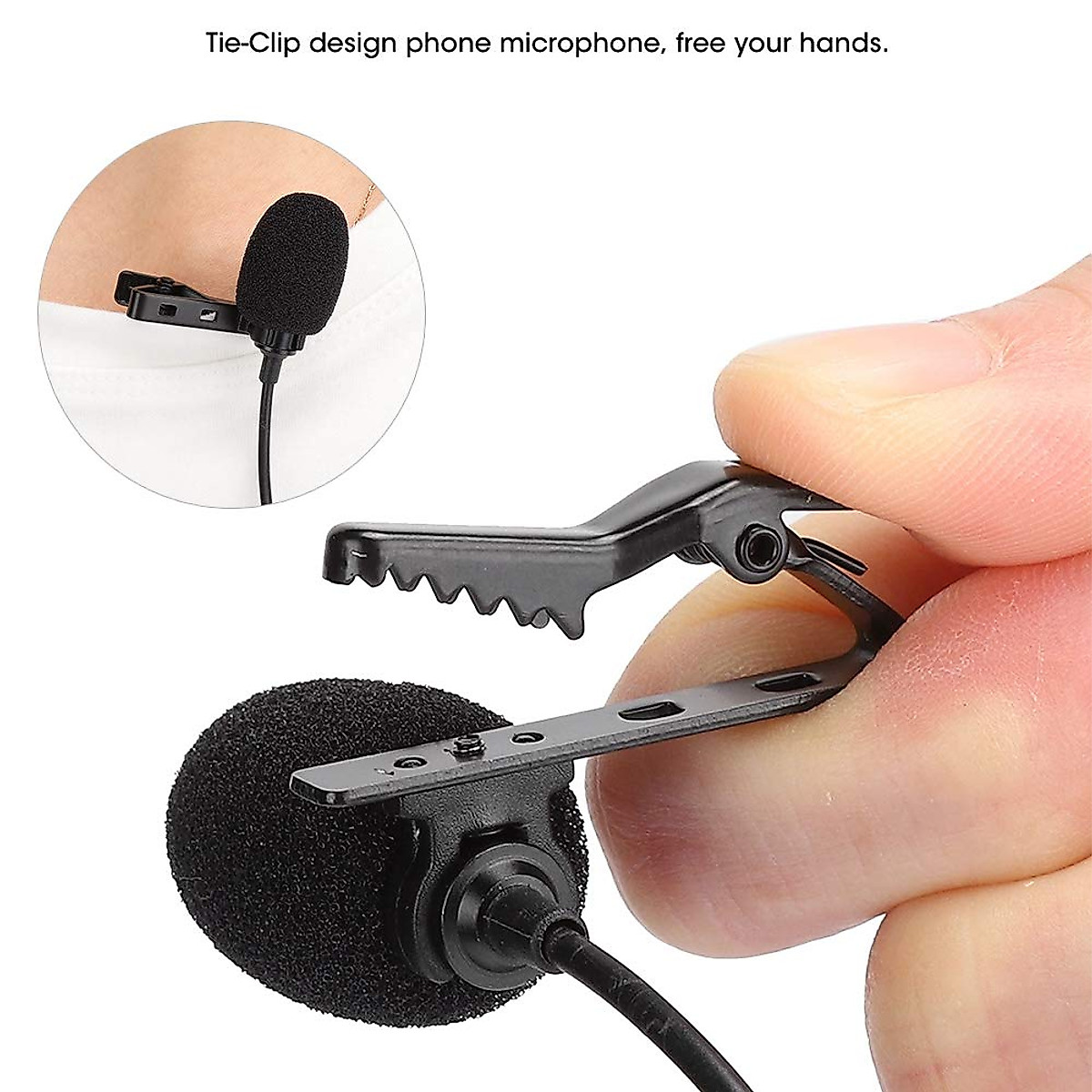 143 Tie-Clip Pocket Microphones, Mobile Hands Clip-on Mic, Mini Recording Lapel Microphone with 3.5mm Plug, Karaoke Mobile Phone Microphone,for Gatherings, Meeting,