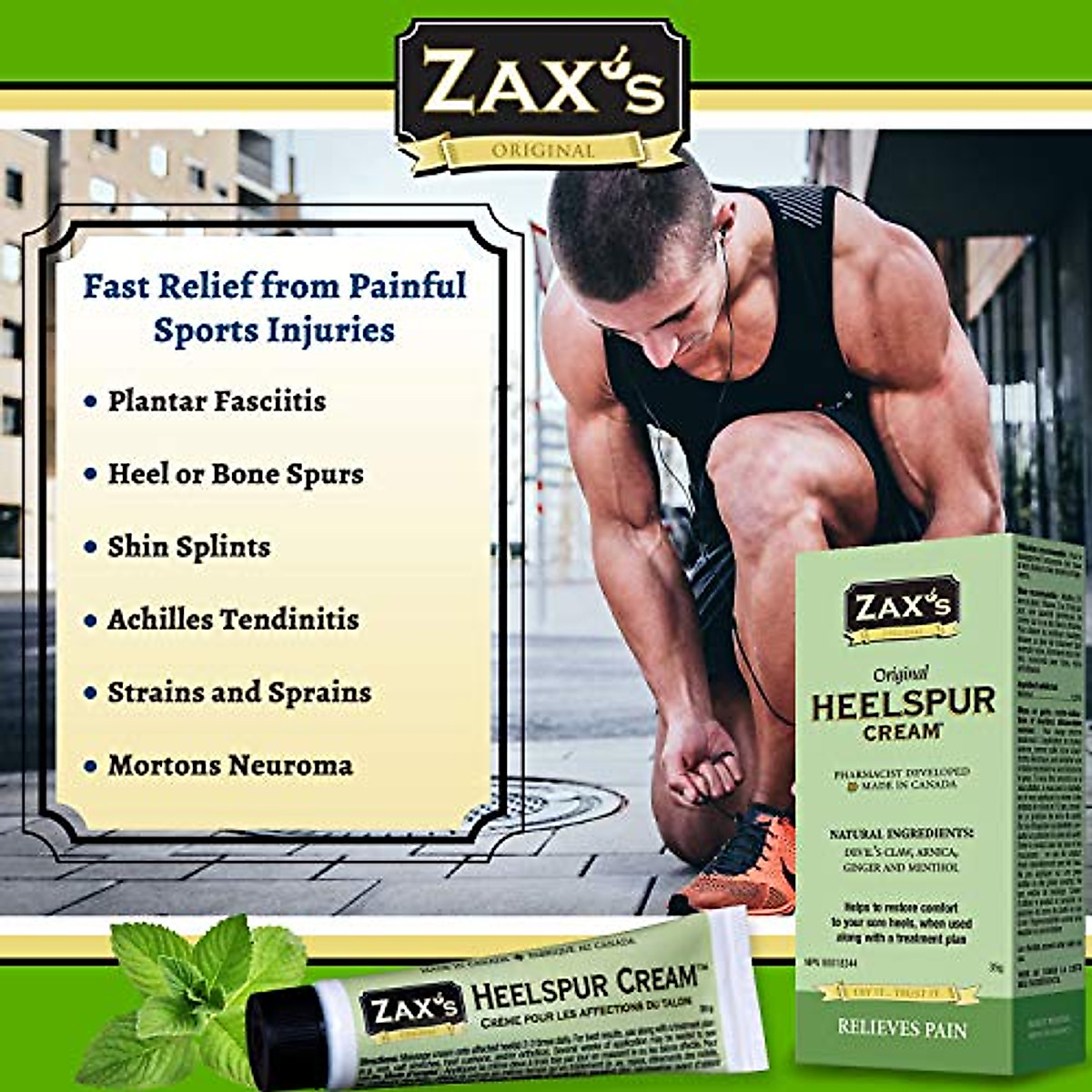 ZAX'S ORIGINAL Heelspur Cream - All Natural Foot Pain Relief Cream for Plantar Fasciitis, Heel Spurs, Shin Splints, Achille's Injuries and Morton's Neuroma - Foot Pain Cream for Sport Injuries (35g)
