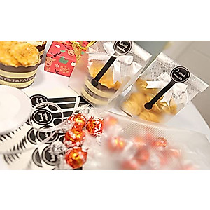 SAILING-GO 100 pcs./Pack Translucent Plastic Bags for Cookie,Cake,Chocolate,Candy,Snack Wrapping Good for Bakery Party with Stickers