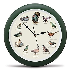 Singing Wild Game Birds of North America Hunting Wall Sound Clock, 13 Inch