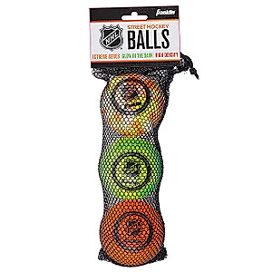 Franklin Sports Street Hockey Balls - NHL - 3 Pack - Combo
