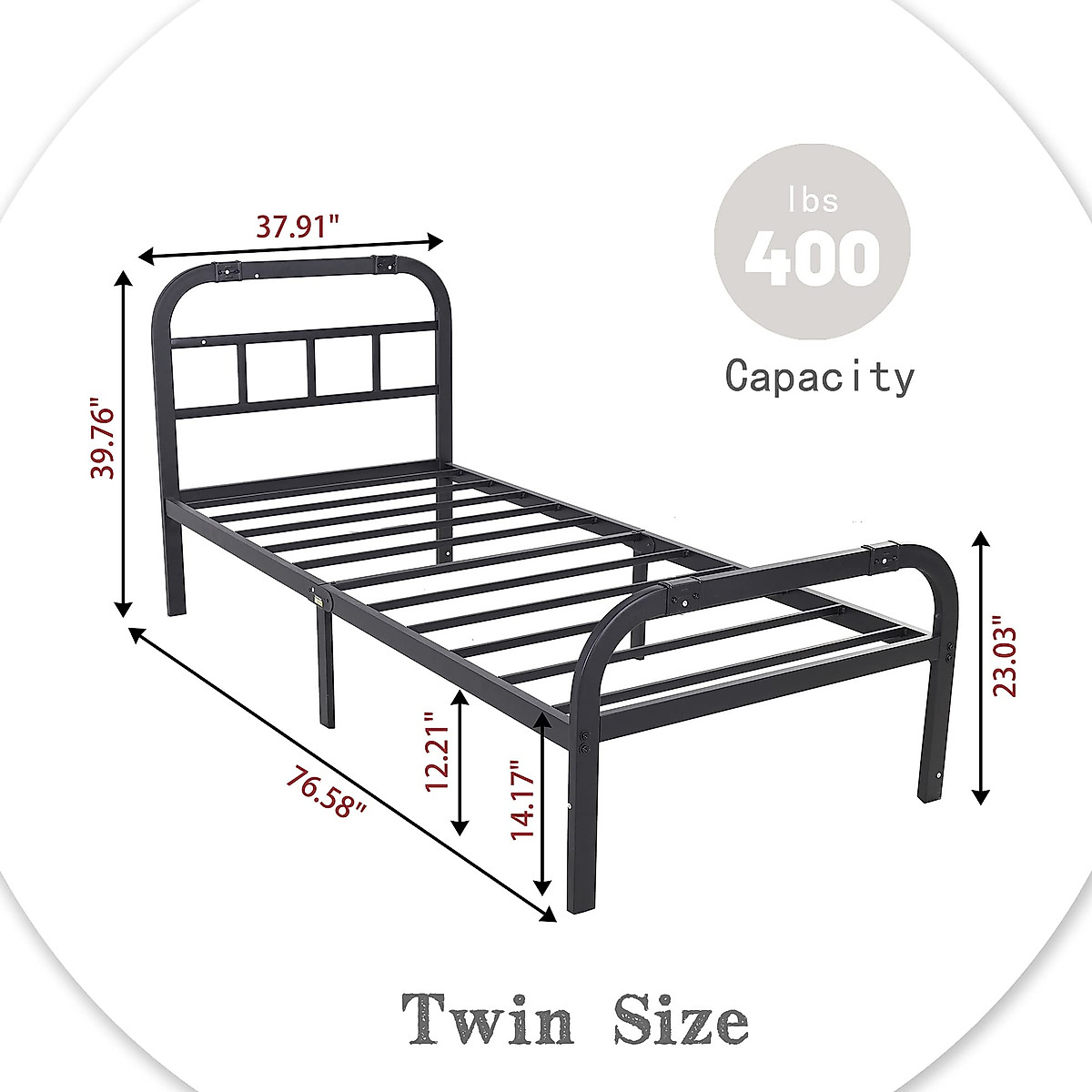 alazyhome Metal Platform Heavy Duty Twin Size Bed Frame with Headboard and Footboard Sturdy Steel Support No Box Spring Needed Easy Assembly Black