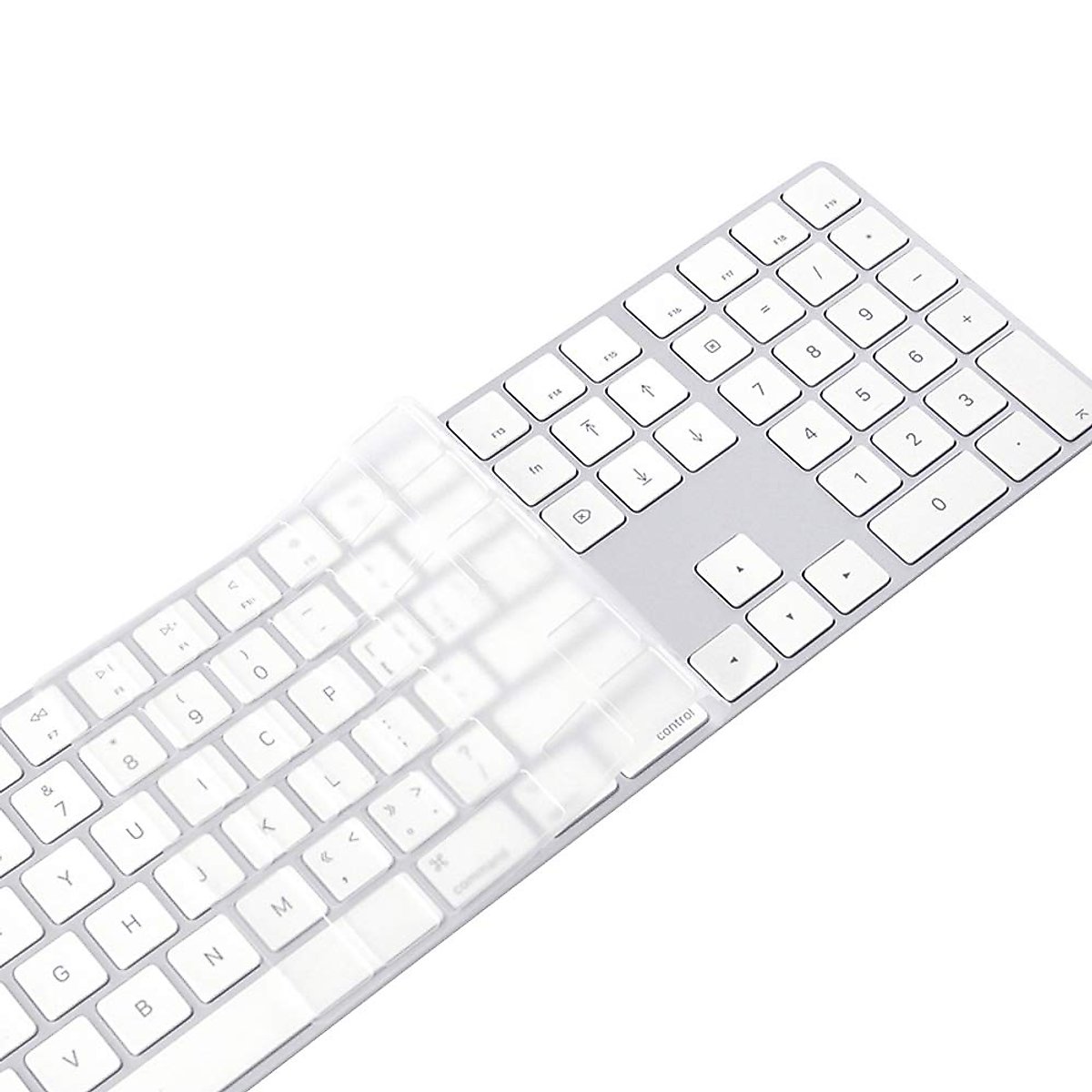ProElife Keyboard Cover Skin for 2018-2017 Apple Magic Keyboard with Numeric Keypad A1843 US Enter MQ052LL/A Wireless Bluetooth Keyboard Ultra Thin Full Size TPU Protector, 0.13 mm, Transparent Clear