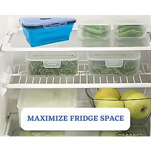 Reusable Pizza Storage Container Collapsible Expandable with 5 Microwavable Serving Trays, Adjustable Pizza Slice Container to Organize and Save Space, Microwave Dishwasher Safe (Blue Color)