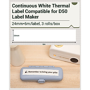 Phomemo D50 Label Maker with 3 Rolls Transparent Adhesive Label 24mm*6mm