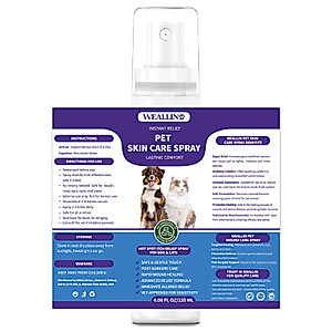 WEALLIN Hot Spot Itch Relief Spray for Dogs & Cats, Hot Spot Treatment for Dogs Itch Relief Spray for Dogs, Pet Treatment Spray for Itchy, Irritated Skin, Allergy, Rashes, Wound Care(4.06 Fl Oz)