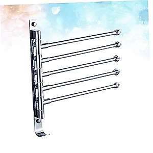 HOLIDYOYO 5 Aluminum Towel Rack Bathroom Clothes Rail Silver Simple Tower Rack Swivel Towel Rack
