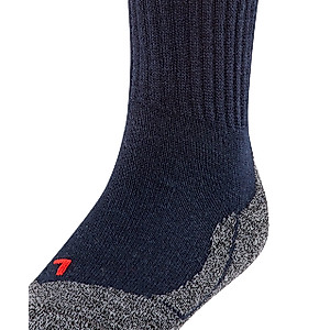 FALKE Unisex Kids Active Warm Hiking Socks, Crew, Sweat Wicking, Sporty Winter Clothes, Thick Breathable, Merino Wool, Blue (Marine 6120), 10-12.5, 1 Pair