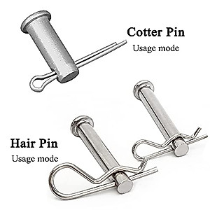 60 Pcs Cotter Pin Hair Pin Assortment Kit, Zinc Plated R Clip Key Fastener Fitting Set for Use on Hitch Pin Lock System Automotive Marine Tractors Mower Carts Truck Engine Repair, 12 Size 2 Style
