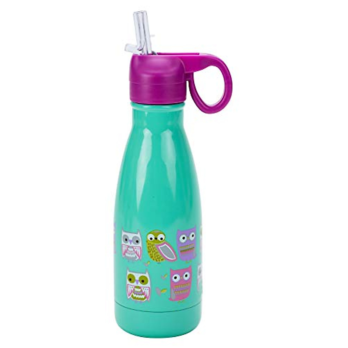 Boston Warehouse Owl Kids Insualted Water Bottle, 10 ounce, Teal