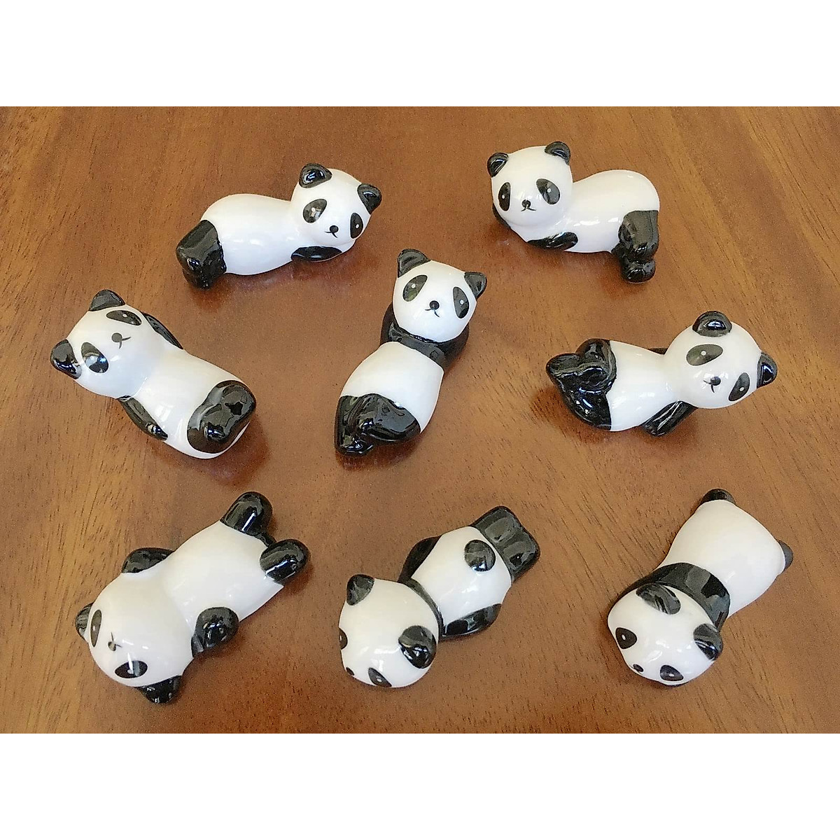 MIUFA Ceramic Cute Panda Chopsticks Rest Stand Holder for Chopsticks, Forks, Spoons, Pen,Gift for Boys Girls (Set of 8pcs)