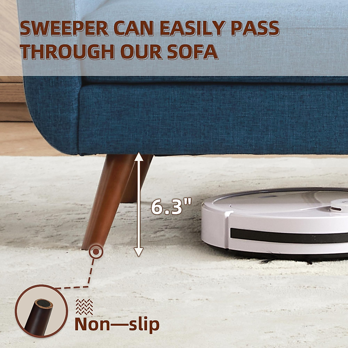 Tbfit 65" W Loveseat Sofa, Mid Century Modern Decor Love Seat Sofas and Couches for Living Room, Button Tufted Upholstered Small Couch for Bedroom, Solid and Easy to Install Love Seats Furniture, Blue