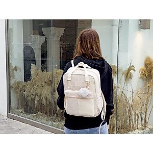 Makukke Laptop Backpack for Women - Corduroy Water Resistant School Bookbag with 15-Inch Laptop Sleeve Daypack for Travel School Work