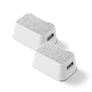 UNCLE WU Step Stool for Kids(2 Pack) - Toddler Lightweight Step Up Stool for Kitchen - Bathroom Safety Bottom as Potty Training Stool - Premium Slip-Resistant Surface Step Stool for Kids/Adult (Gray)