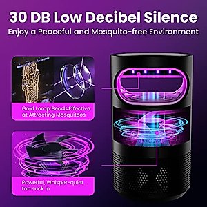 COKIT Indoor Insect Trap, Catch Insect with Suction, Bug Light and Sticky Glue, Catcher & Killer for Mosquito, Gnat, Moth, Fruit Flies, Non-Zapper Traps for Home with Adapter, Glossy Black