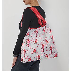 O-WITZ Reusable Grocery Bags | Vibrant Tote Bag For Groceries, Gym, Office, Beach, Toys & More | Washable Design With Large Handles For Maximum Convenience | Folds Into A Small Pouch, Cardinals