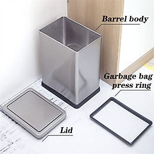 CLoxks Trash Cans 10L / 15L Stainless Steel Kitchen Trash Cans with Lid Large Capacity Living Room Bedroom Swing Cover Trash Cans Office Waste Paper Basket Kitchen Garbage can (Size : 15L)