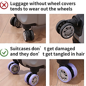 JforSJizT 8 Pack Silicone Quiet Protective Covers for Suitcase Wheels - Luggage Wheel Protectors for Suitcases with Wheels - Carry On Suitcase Wheel Accessories - Fits 2-3 Inch Luggage Wheels(Black)
