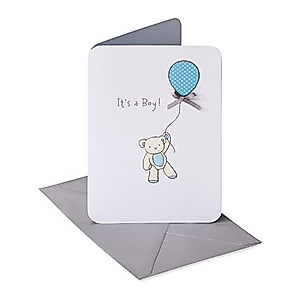 American Greetings New Baby Boy Card (Bear with Balloon)