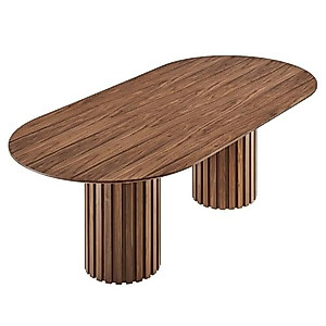Modway EEI-6065-WAL-SET Senja 95" Oval Dining Table, Walnut