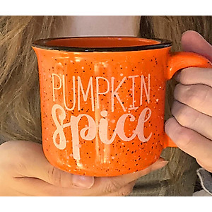 P.G Collin Cute Thanksgiving Fall Pumpkin Spice Coffee Mug for Women Men Kids – Large Orange Ceramic Camping Mug with 14OZ Capacity