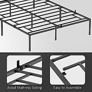 Coucheta Queen Bed Frame,14 Inch Black Metal Queen Bed Frame,No Box Spring Needed Queen Size Platform Bed Frame
