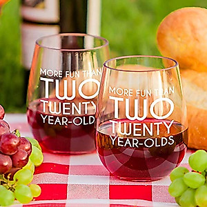 YouNique Designs 40th Birthday Wine Glass, 15 Ounces, 40th Birthday Gifts for Women, 40 Year Old Gifts for Women