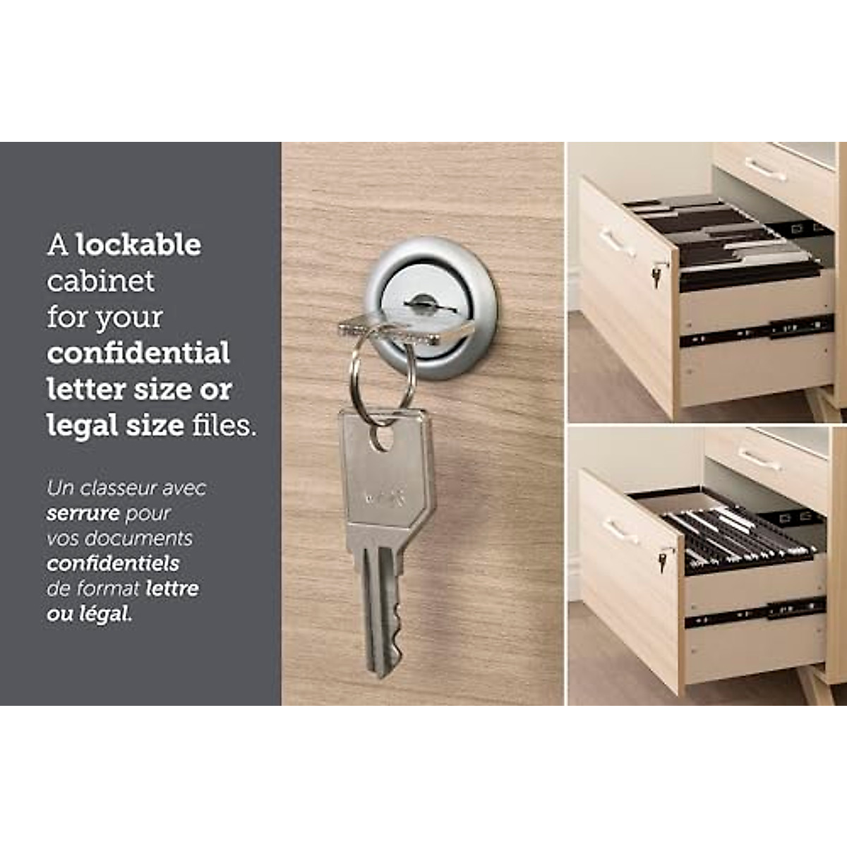 South Shore Helsy 2-Drawer File Cabinet, Lateral, Soft Elm and White