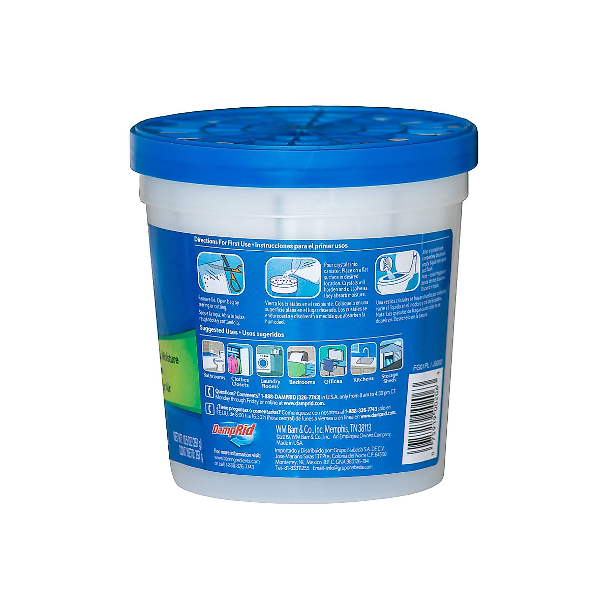 DampRid Pure Linen Refillable Absorber-10.5oz Traps Moisture for Fresher, Cleaner Air, 10.5oz cups - 4 pack, Blue, 4 Count