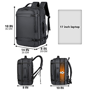 KSIBNW Weekender Carry on Backpack with USB Port,40L Expandable Travel Backpacks, Flight Approved Carry on Bags for Airplanes,Water Resistant Durable 17-inch Laptop Backpacks