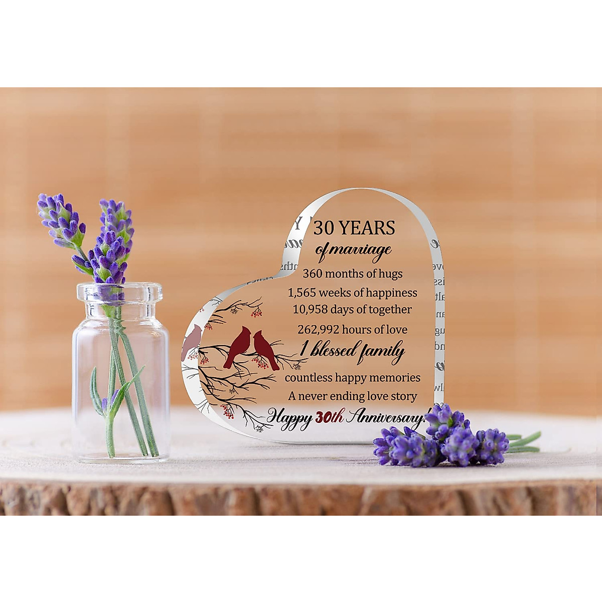 Ywkuiev Happy Anniversary Wedding Hearts Acrylic Keepsake Decor for Wife Husband Girlfriend Boyfriend Couple Parent Women Men Marriage Anniversary Birthday Christmas Keepsake Gift (30th)