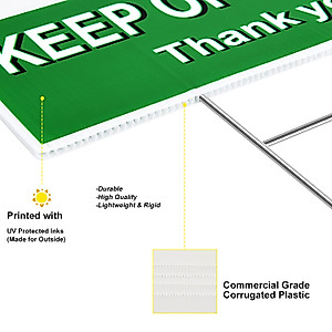 MUXYH 2 Pack Keep Off Grass Sign, Keep Dogs Off Sign for Lawn, 12.6"X9.4" Corrugated Plastic Double Sided with Metal Wire H-Stakes- Stay Off Grass Signs