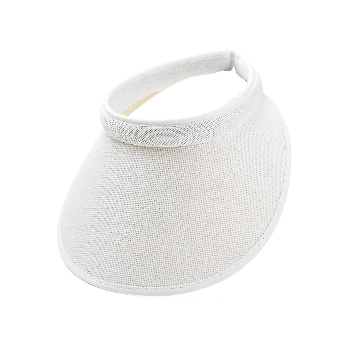 jecvxor Cloth Covered Slip-On Visor for Women, Adjustable Cap Sports Sun Visors for Men, Women's Clip On Golf/Tennis/Running Visor Hat (White)