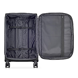 DELSEY PARIS Sky Lite 24-Inch Medium Lightweight Check-In Luggage - Water-Resistant Polyester, Dual Spinner Wheels, Multiple Exterior Pockets, Black - Softside Bag for Easy Travel