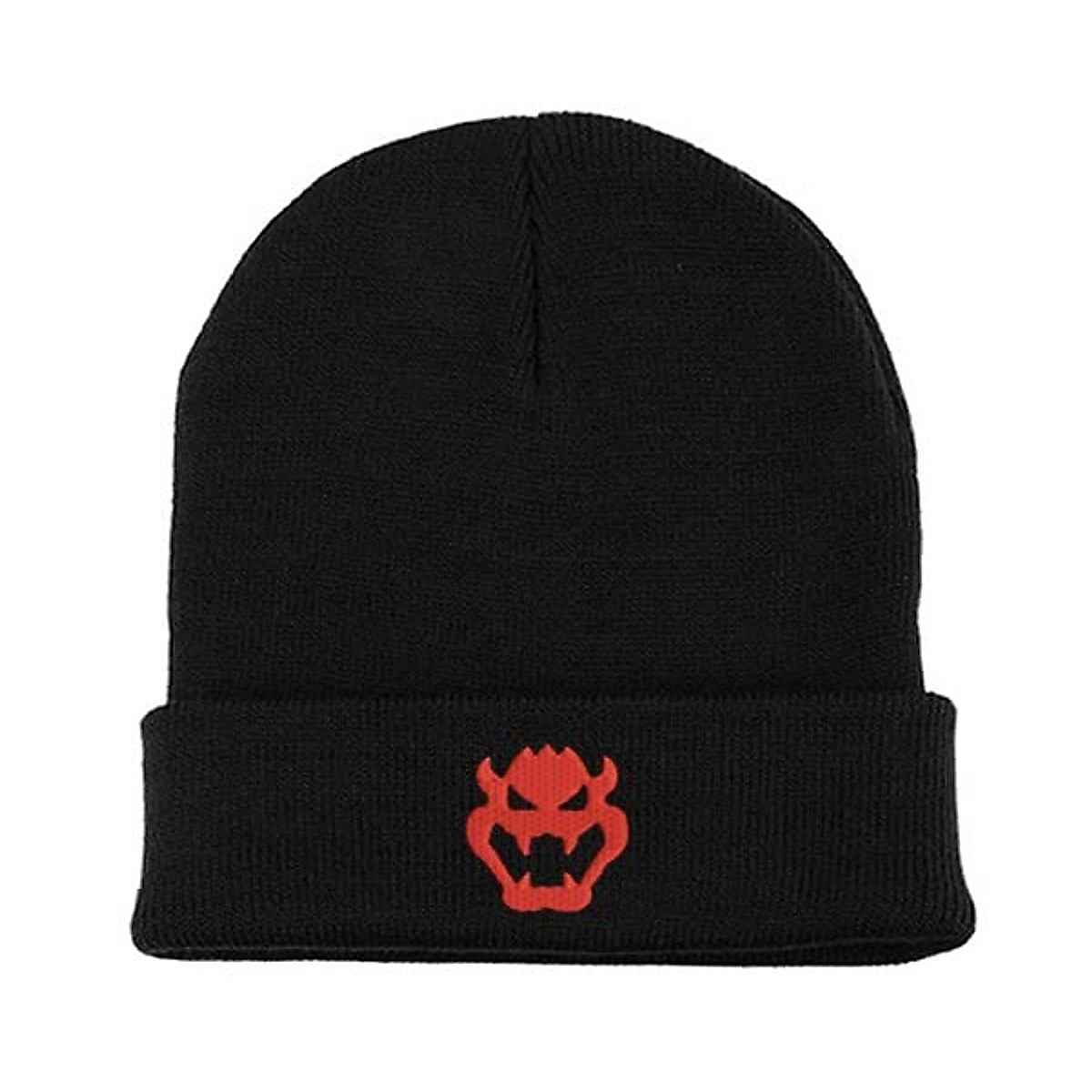 USmania Bowser Face Embroidered Beanie Halloween Beanie Winter Beanie (Black)