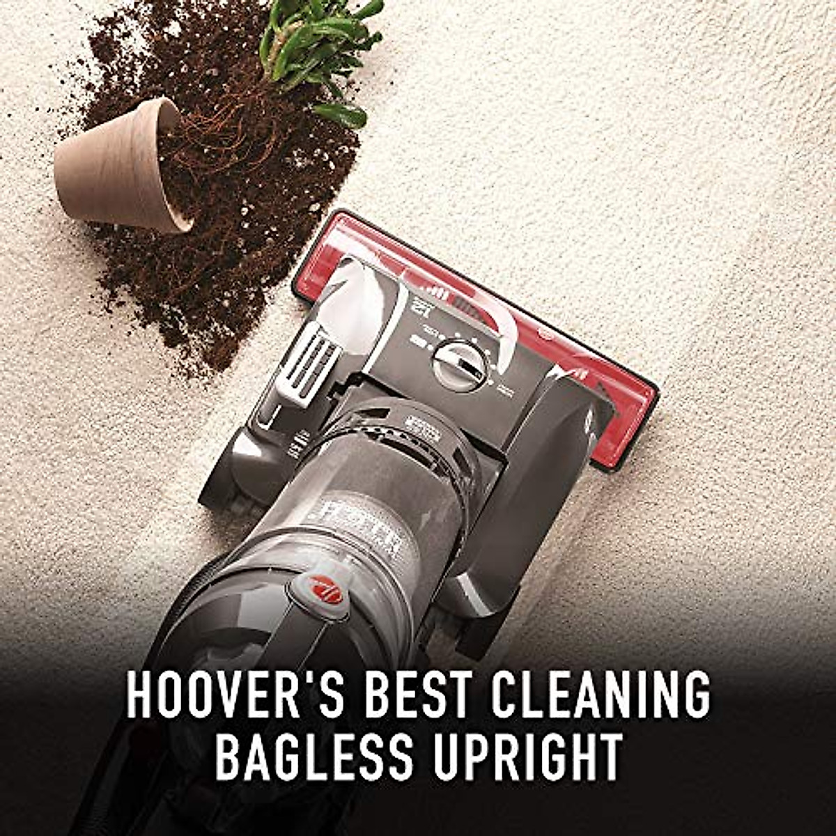 Hoover WindTunnel 3 Max Performance Pet, Bagless Upright Vacuum Cleaner, HEPA Media Filtration, For Carpet and Hard Floor, UH72625, Red