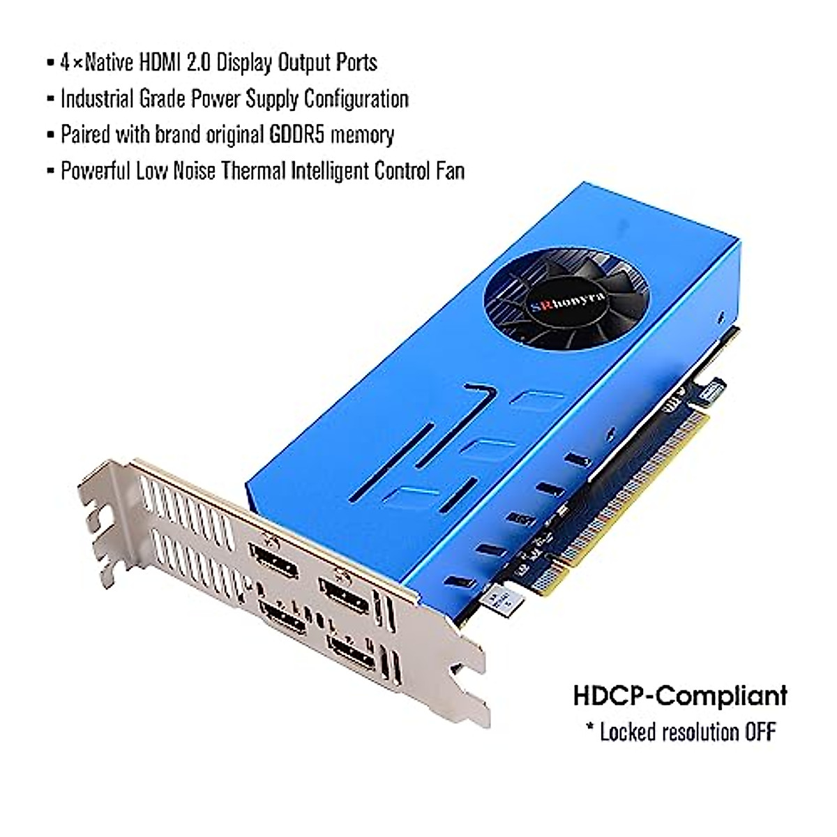 SRhonyra 4 Monitor Video Card GTX 750Ti Multi-Display 4GB GDDR5 Graphics Card Supports 4HDMI Outputs 128-bit