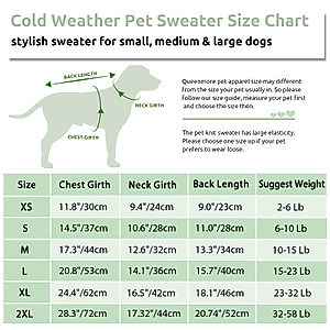 Queenmore Small Dog Pullover Sweater, Cold Weather Cable Knitwear, Classic Turtleneck Thick Warm Clothes for Chihuahua, Bulldog, Dachshund, Pug, Yorkie (Green, Small)