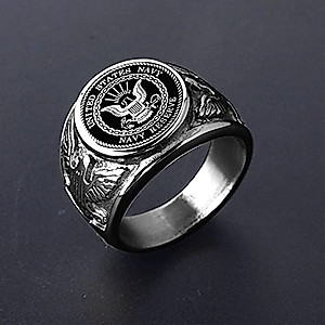 DTH STORE USA Military Ring United States Marine US Army Men Signet Rings Corps Fashion Stainless Steel Jewelry